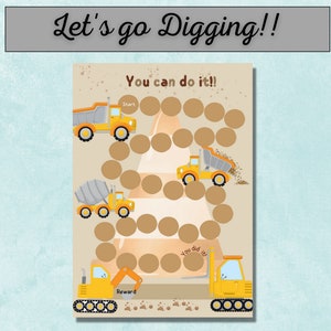 Printable Construction Reward Chart, Digger Sticker Chart, Truck Chore ...