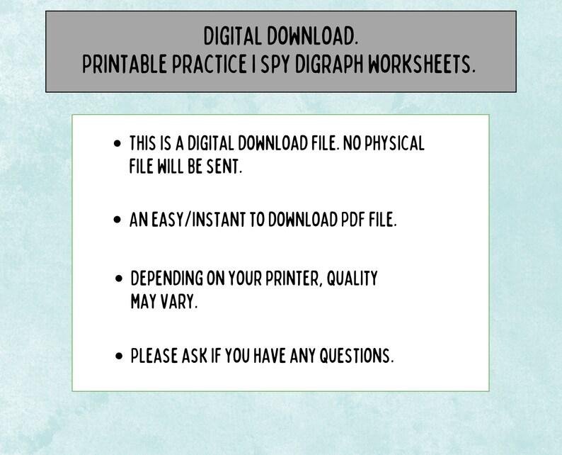 Digraph Printable I Spy Game,digraph Worksheets,learn to Read,phonics ...