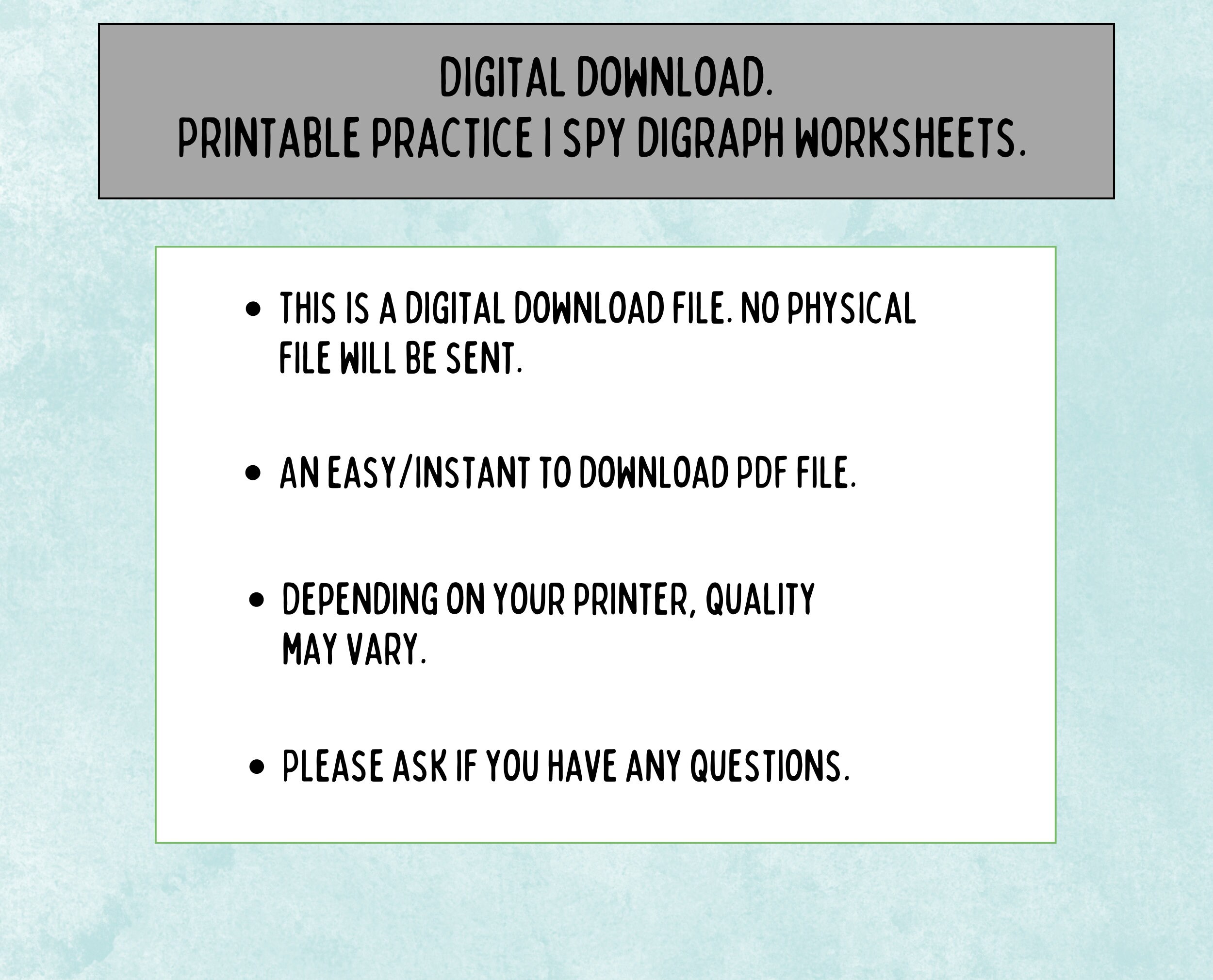 Digraph Printable I Spy Game,digraph Worksheets,learn to Read,phonics ...