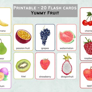 Fruit Flashcards Printable, Printable Flashcards Kids, Preschool ...
