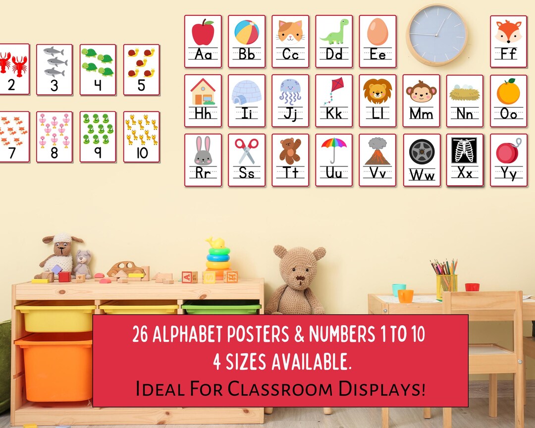 ABC Numbers Poster Pack Printable,classroom Alphabet Display, Number ...