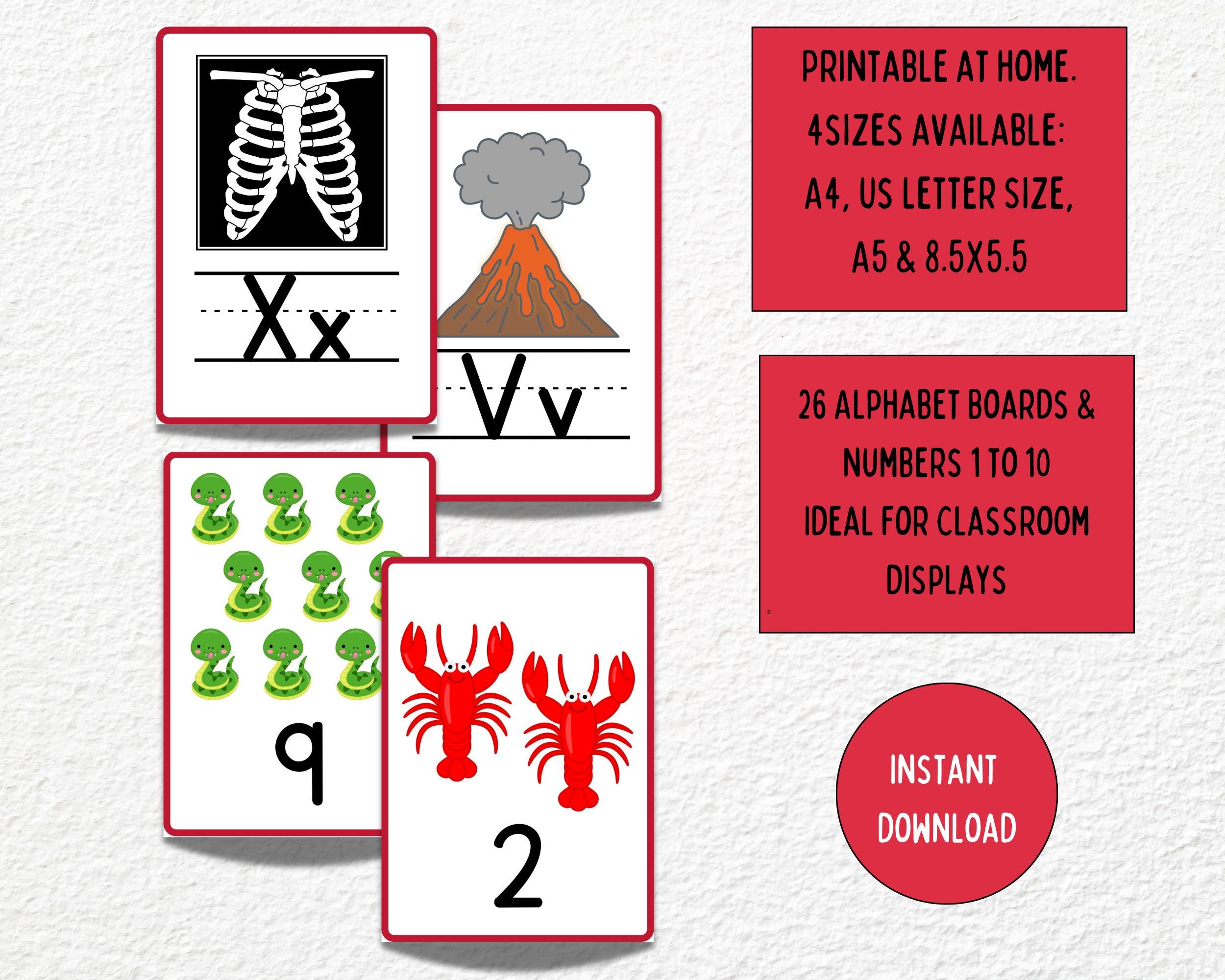ABC Numbers Poster Pack Printable,classroom Alphabet Display, Number ...