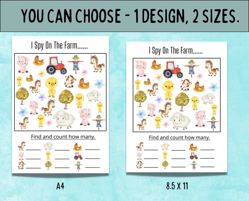 I Spy Game, Preschool Worksheets, I Spy on the Farm, Kindergarten Math ...