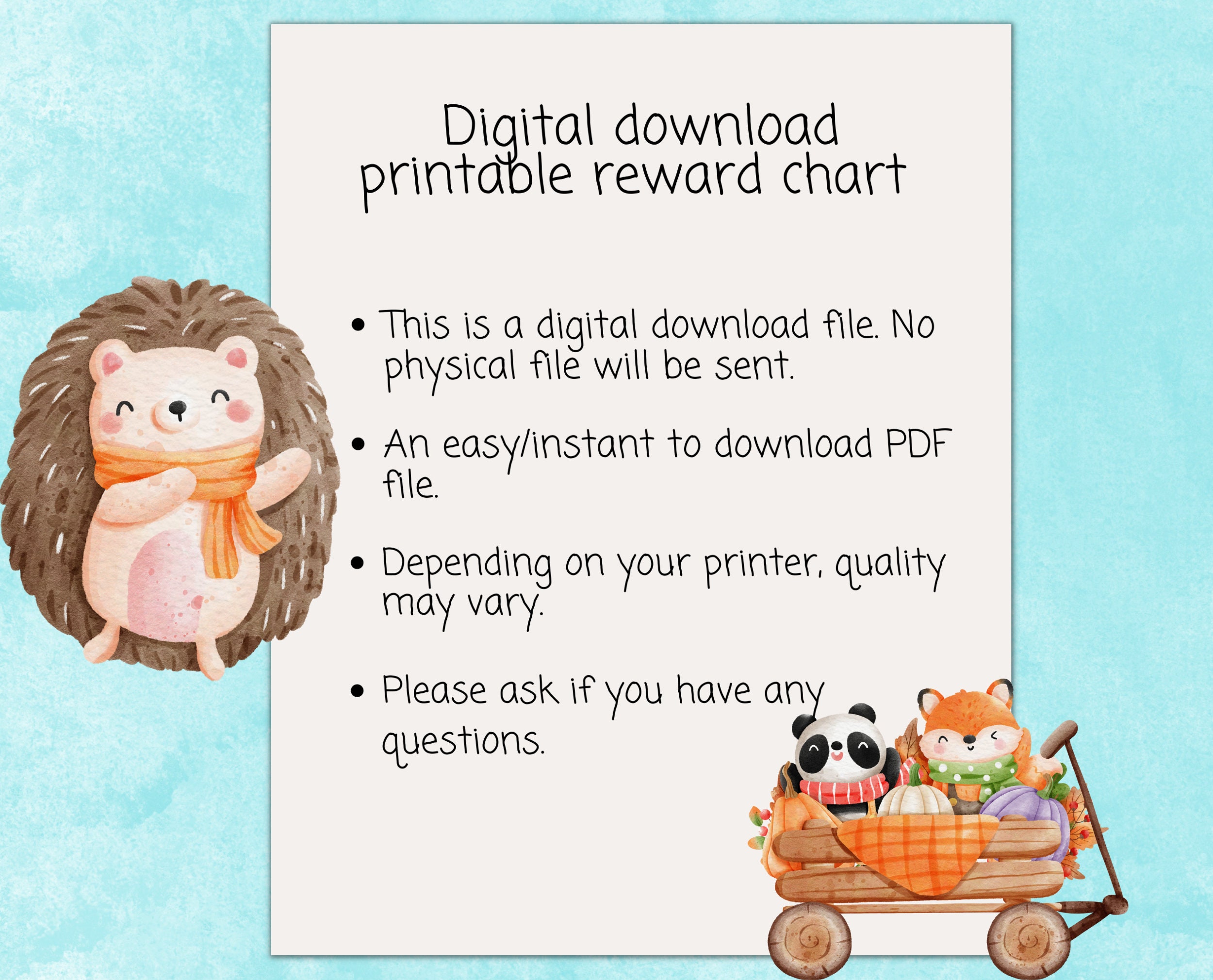 Thanksgiving Reward Chart Printable Chore Chart - Etsy