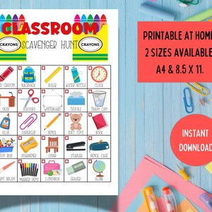 Printable Classroom Scavenger Hunt Kids, Class Look and Find, Classroom ...