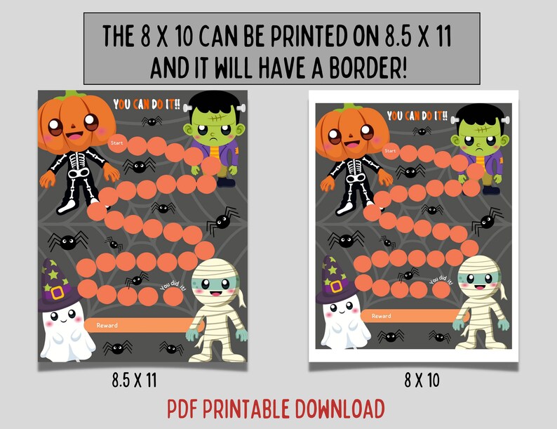 Halloween Reward Chart Printable Daily Chore Chart Kids - Etsy