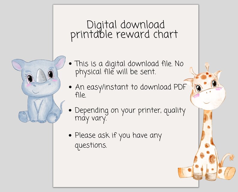 Safari Kids Reward Chart Printable Jungle Sticker Chart - Etsy