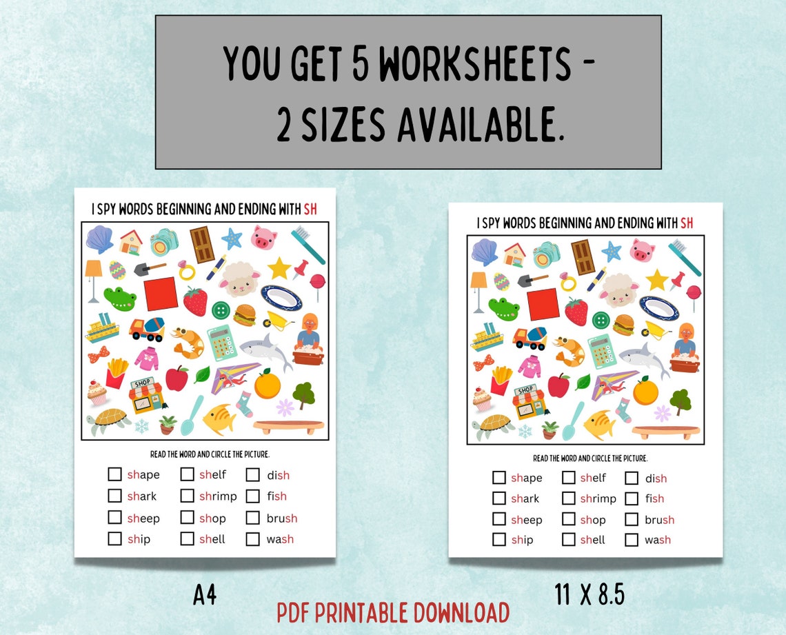 Digraph Printable I Spy Game,digraph Worksheets,learn to Read,phonics ...