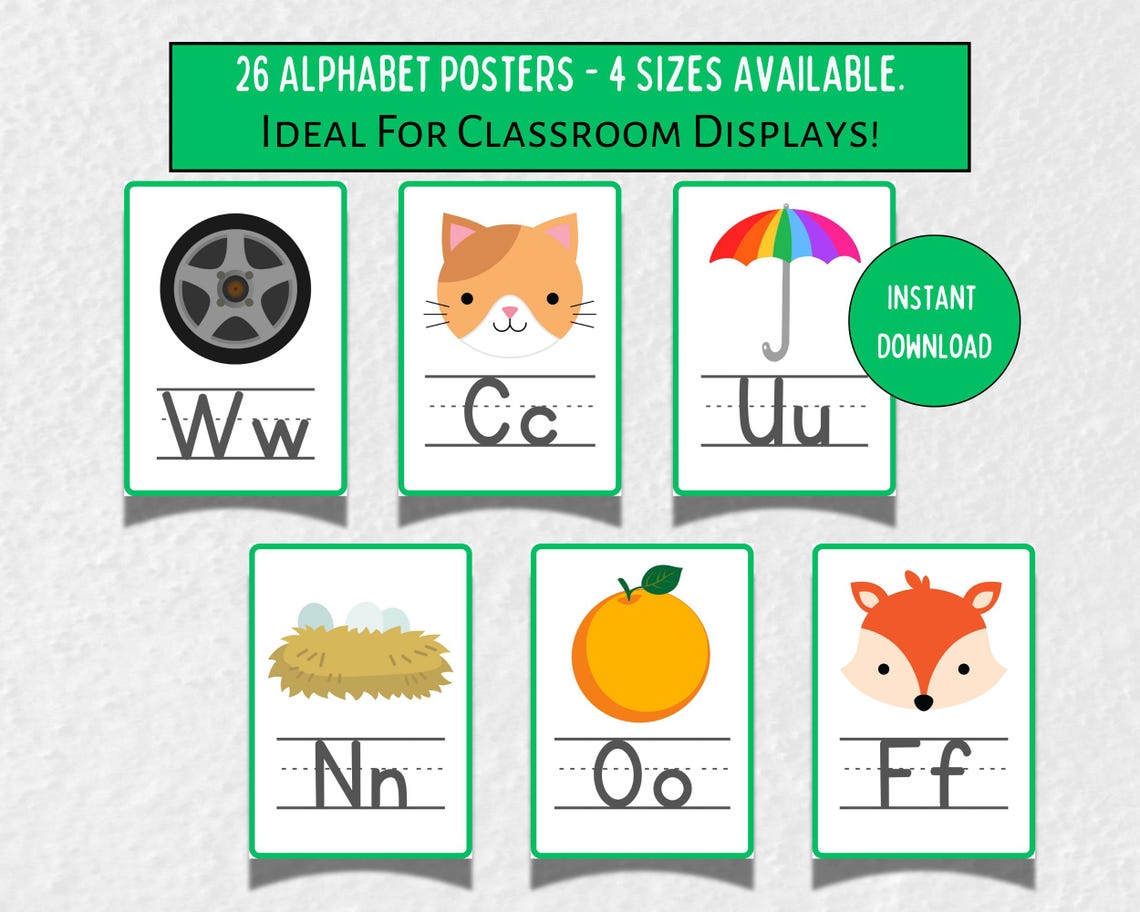 ABC Poster Pack: Classroom Alphabet Display for Teachers (digital ...
