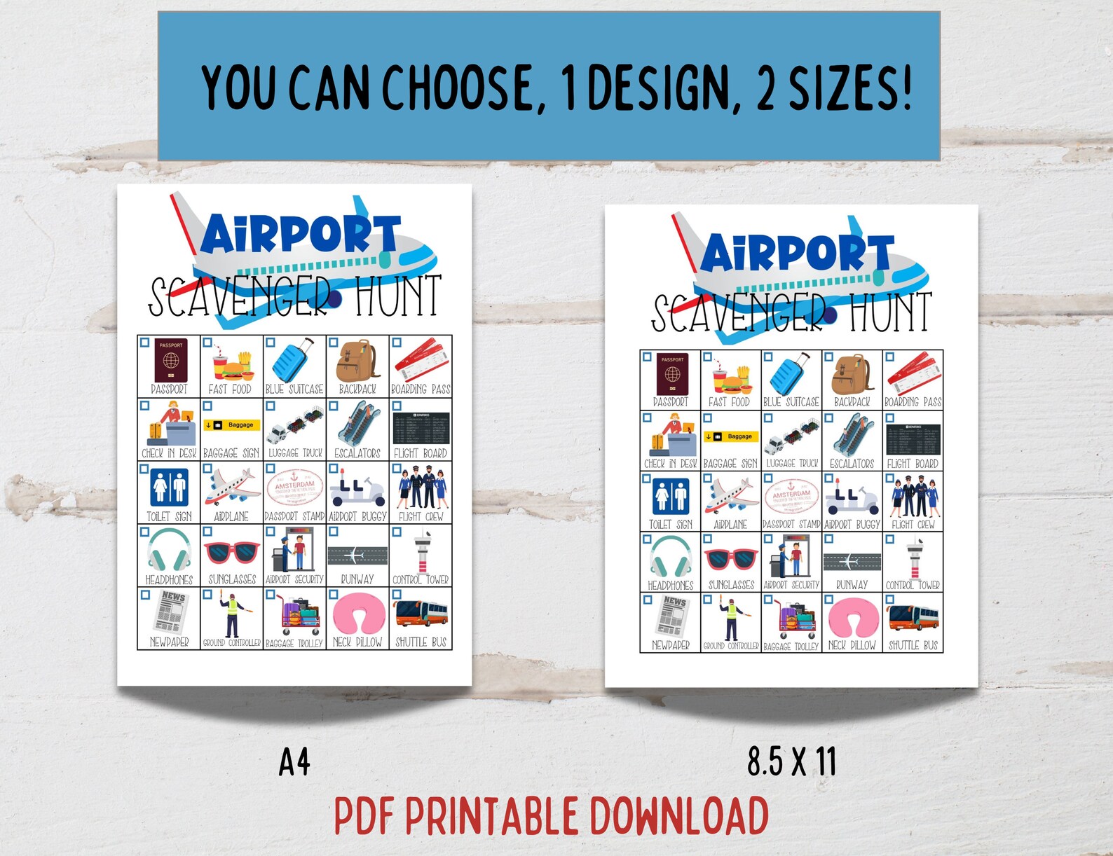 Printable Airport Scavenger Hunt Kids,travel Look and Find, Airplane ...
