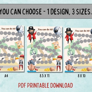 Kids Pirate Reward Chart, Sticker Chart Printable, Instant Chore Chart ...