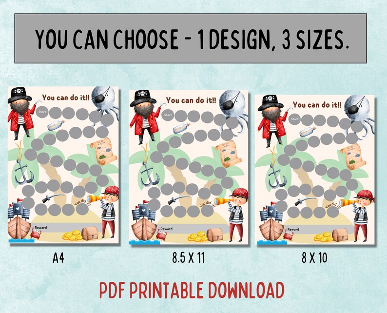 Kids Pirate Reward Chart, Sticker Chart Printable, Instant Chore Chart ...