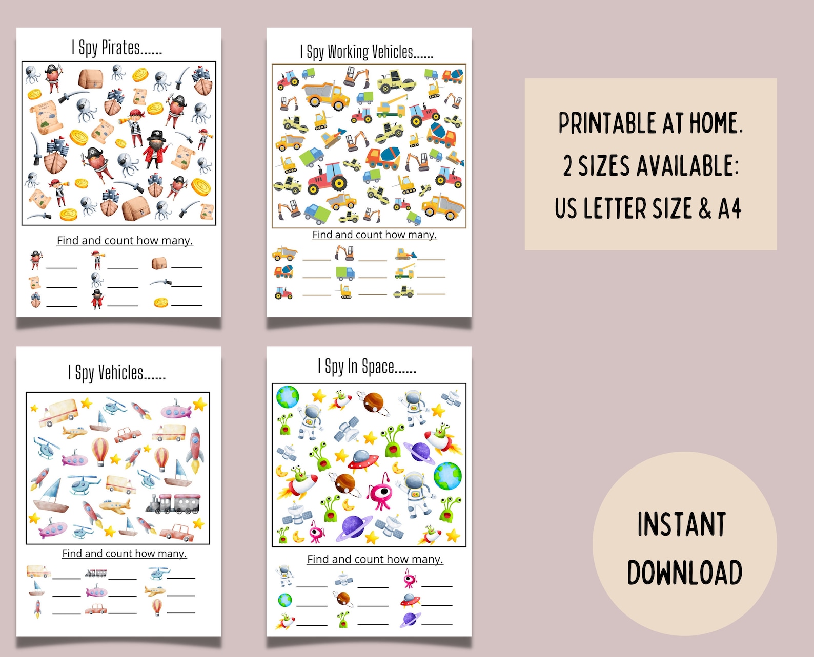 I Spy Printable Activities for Preschool 4 I Spy Counting - Etsy