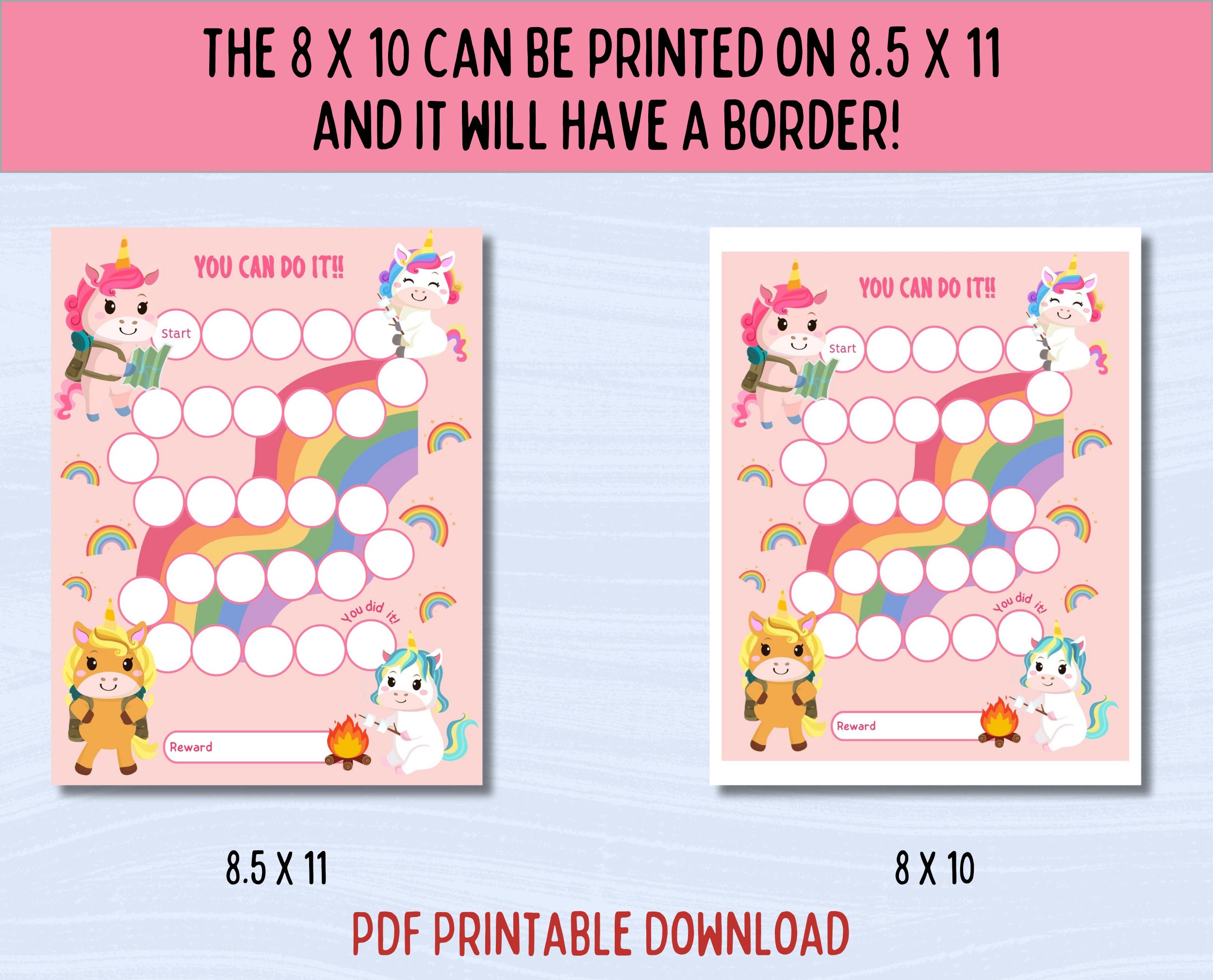 Unicorn Reward Chart for Kids Printable, Rainbow Sticker Chart, Daily ...