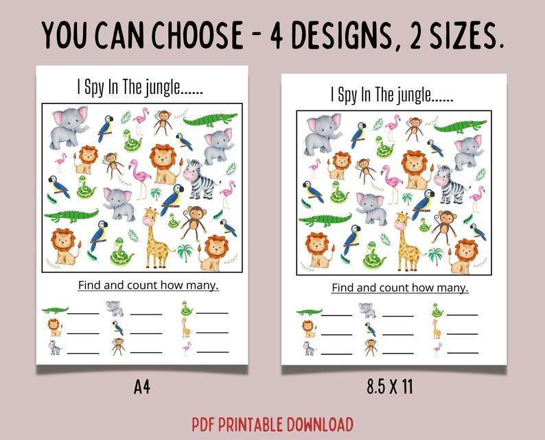 I Spy Printable Animal Activities for Toddlers 4 I Spy - Etsy