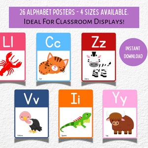 ABC Poster Pack Printable, Classroom Alphabet Display, Animal Bulletin ...
