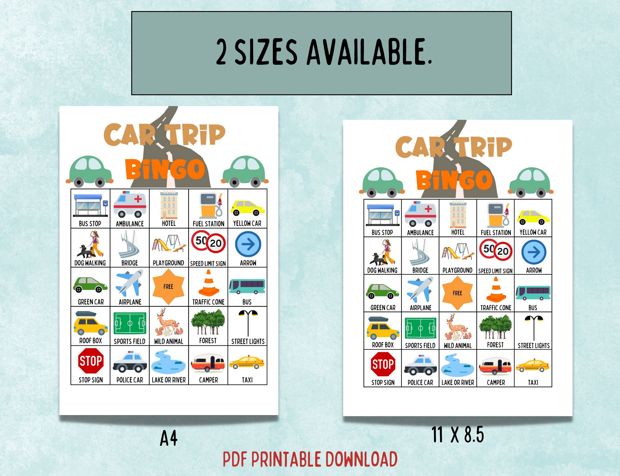 Printable Car Trip Bingo & Scavenger Hunt: Kids Road Trip Games ...