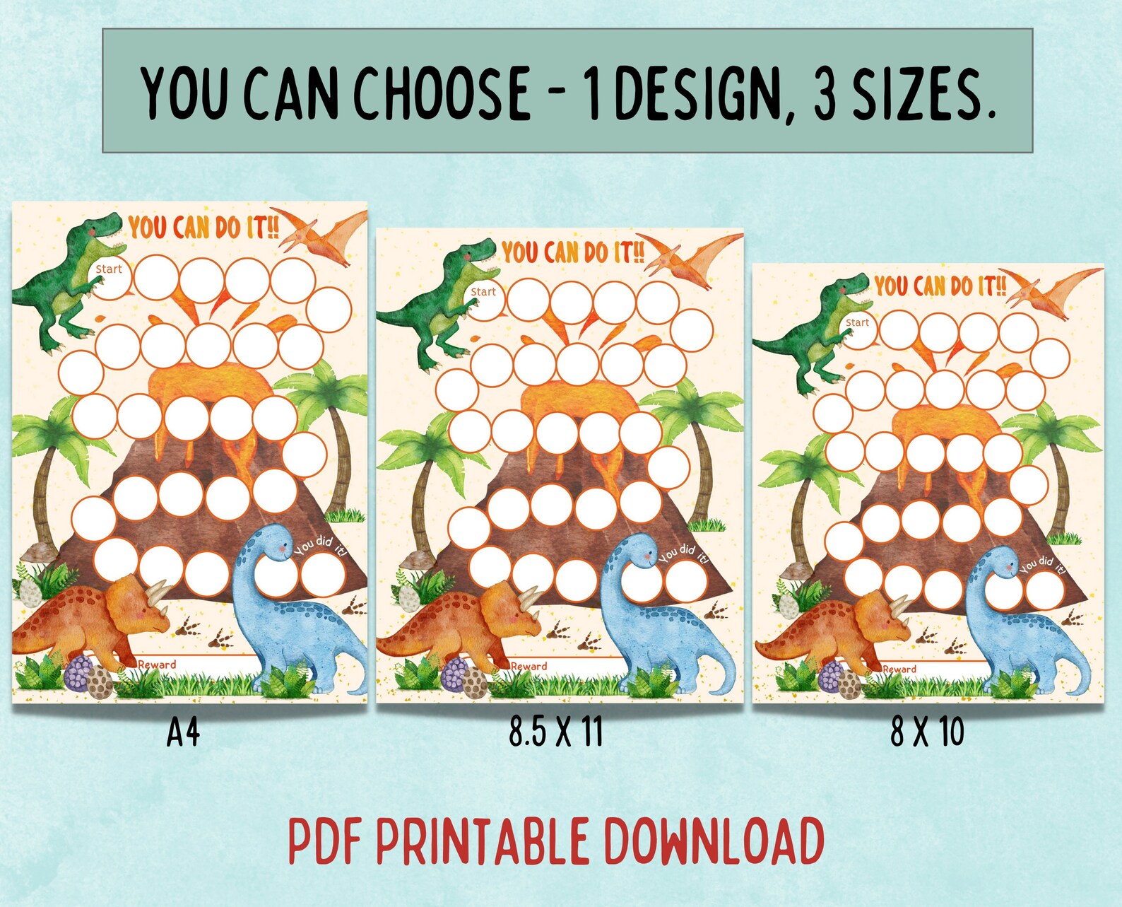 Printable Dinosaur Reward Chart: Kids Chore & Potty Training (digital ...