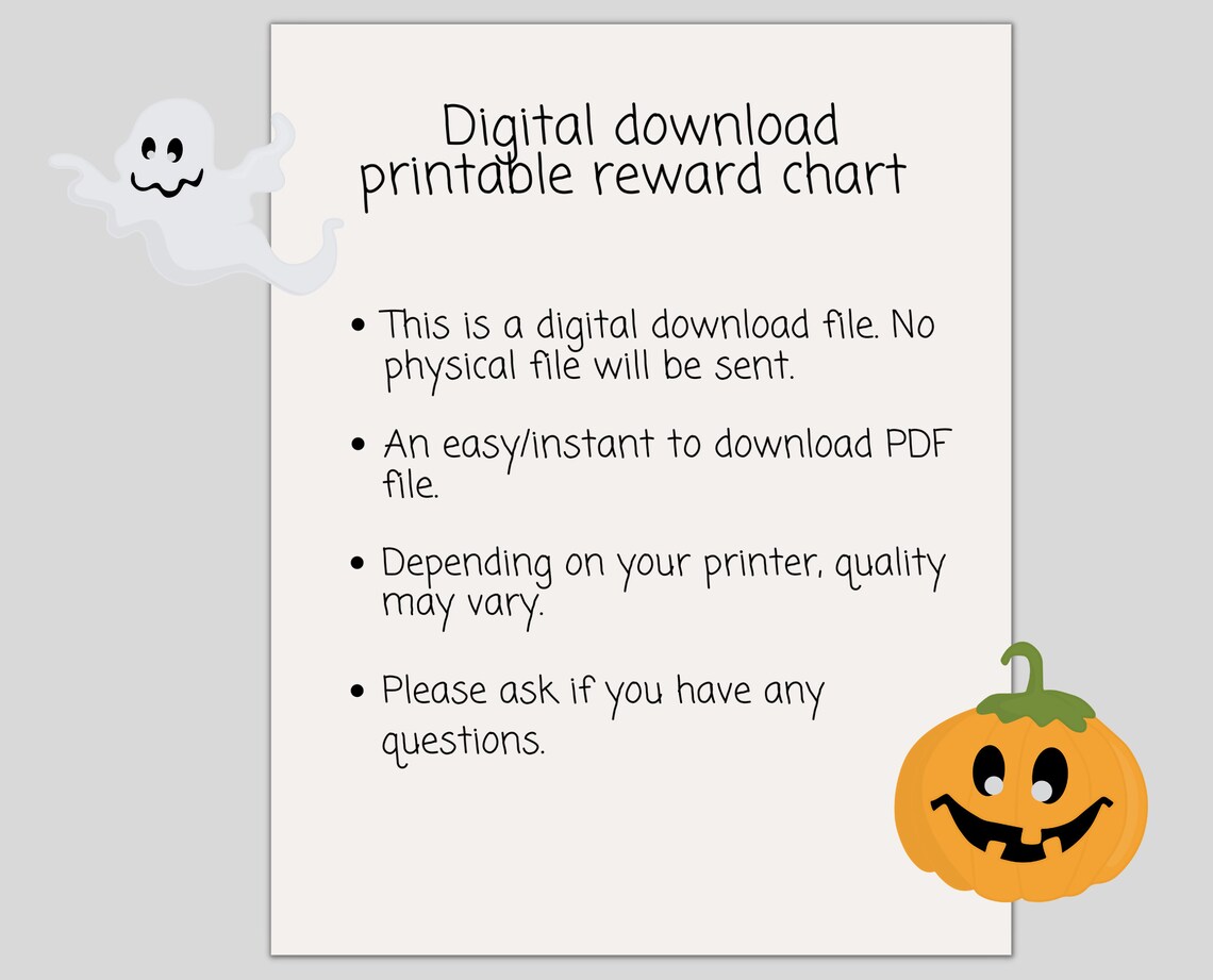 Printable Halloween Reward Chart, Daily Chore Chart, Halloween Sticker ...