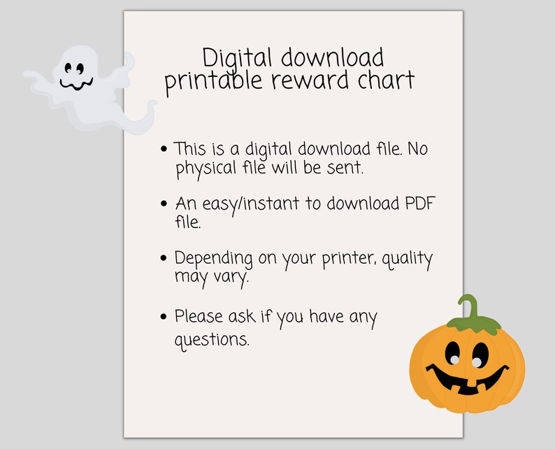 Printable Halloween Reward Chart, Daily Chore Chart, Halloween Sticker ...