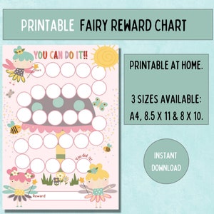 Fairy Reward Chart Printable,daily Chore Chart Kids, Sticker Chart ...