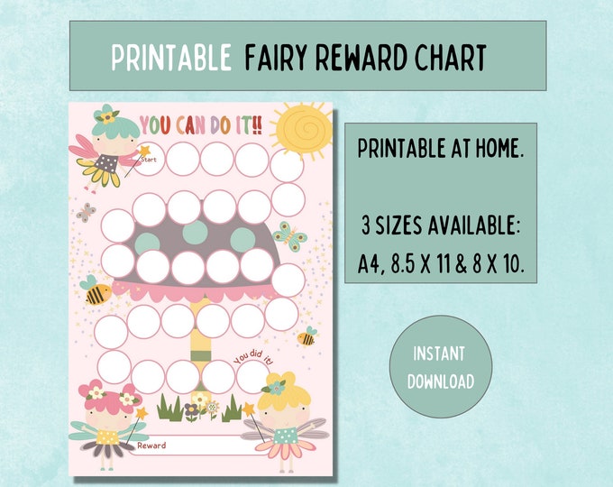 Fairies Reward Chart Kids Chore Chart You Personalise and Print ...