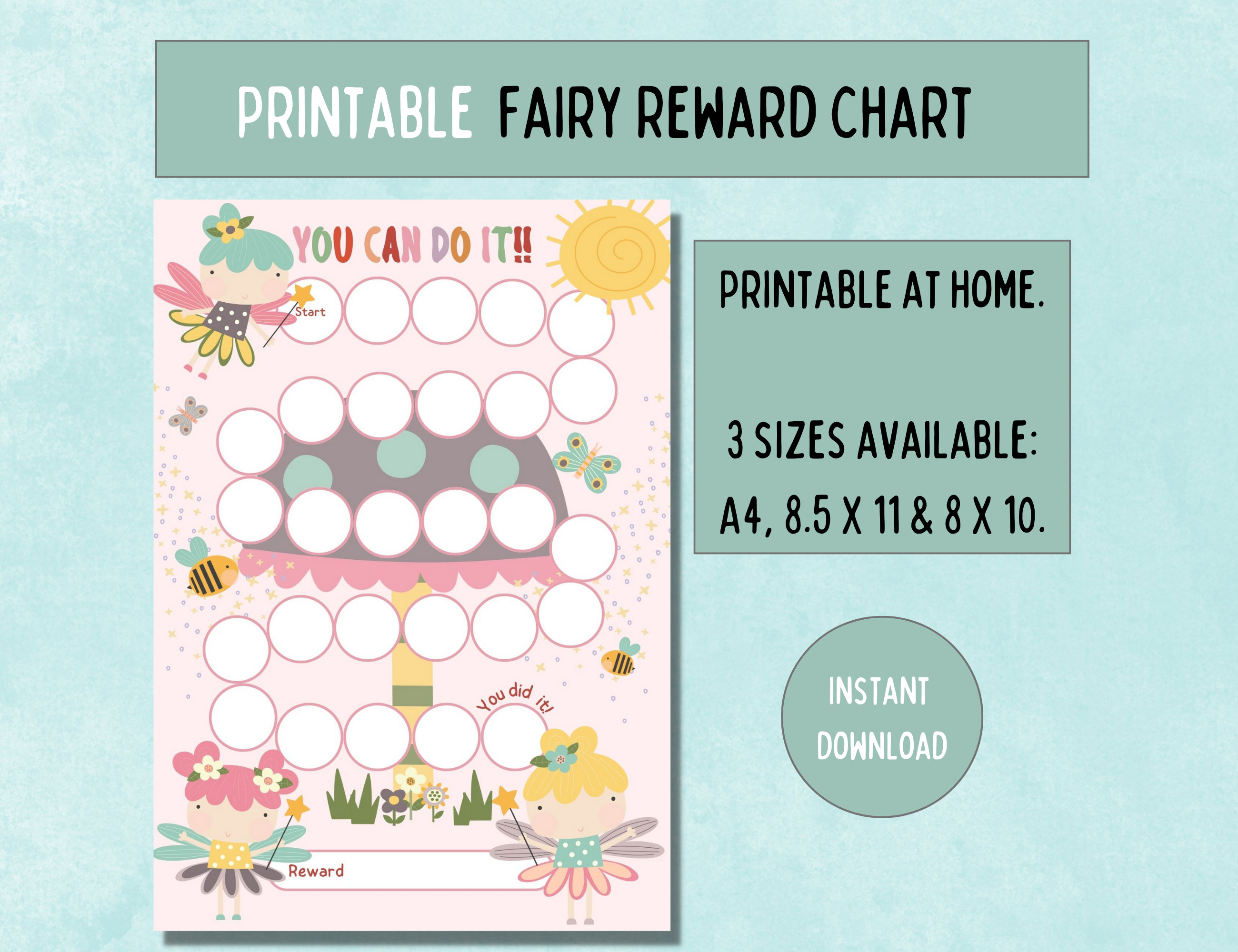 Fairy Reward Chart Printable,daily Chore Chart Kids, Sticker Chart ...