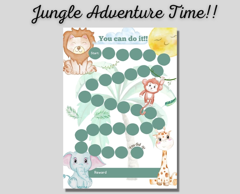 Safari Kids Reward Chart Printable Jungle Sticker Chart - Etsy