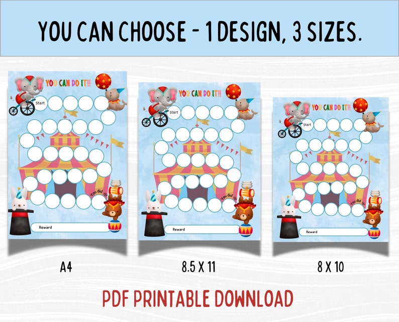 Circus Reward Chart for Kids Printable,sticker Chart Printable,daily ...