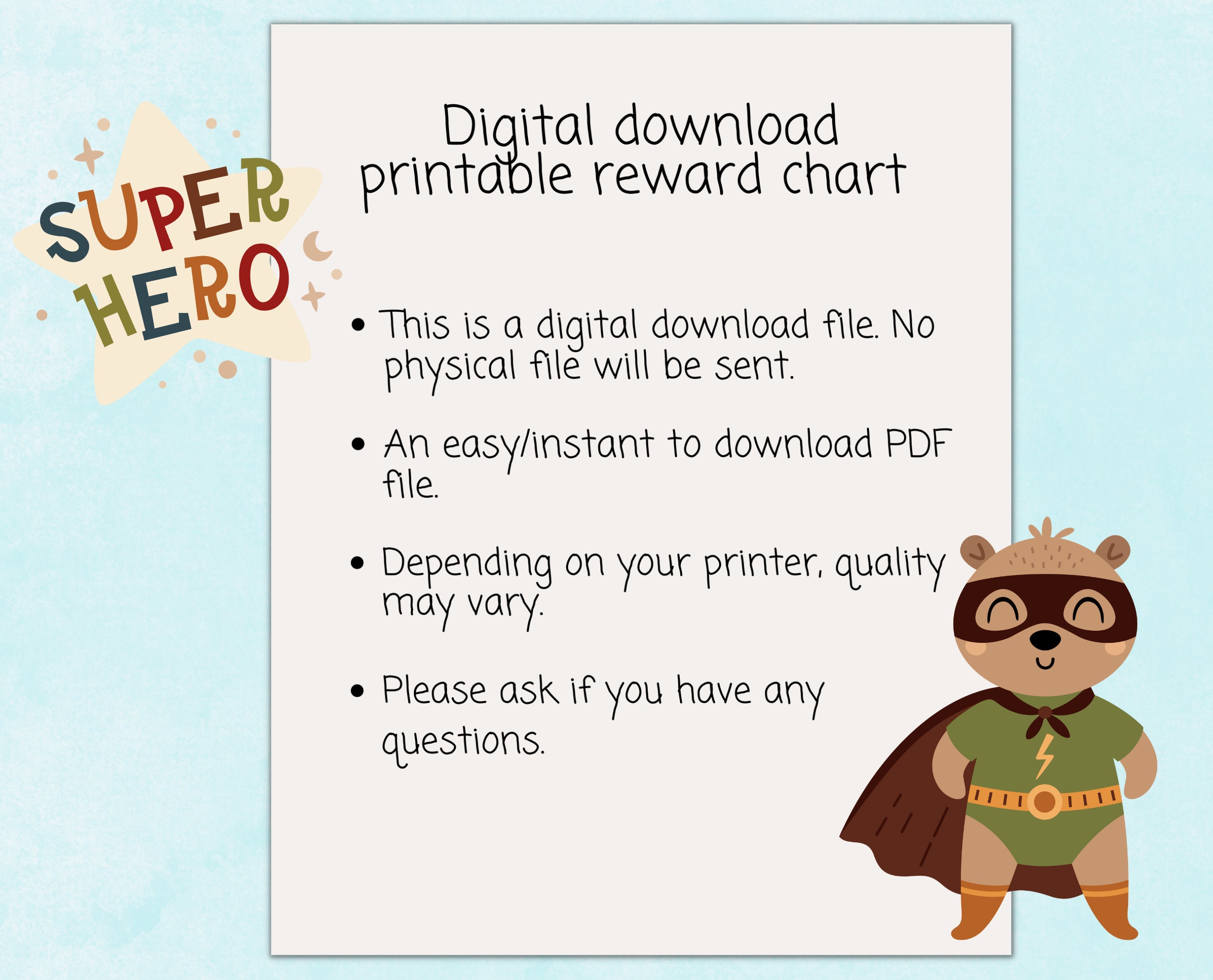 Superhero Reward Chart: Kids Behavior Tracker (digital Download) - Etsy
