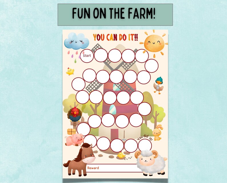 Printable Farm Reward Chart,kid Behaviour Chart,farm Animal Sticker ...