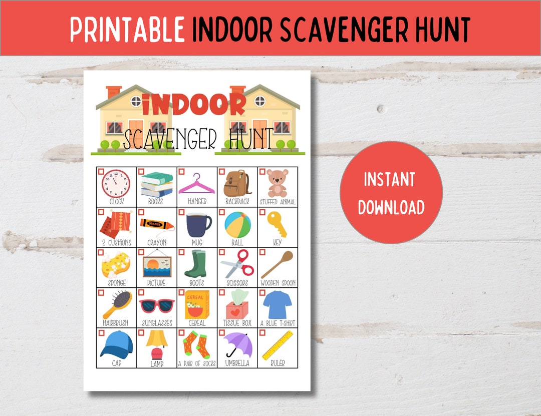 Printable Indoor Scavenger Hunt Kids, Indoor Look and Find, Home ...