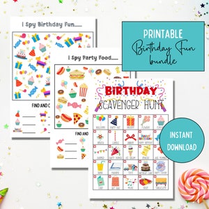 Birthday Games Bundle: I Spy & Scavenger Hunt (digital Download) - Etsy