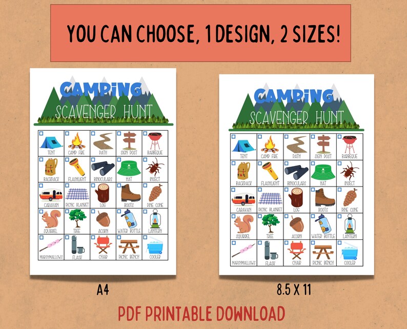 Printable Camping Scavenger Hunt Kids, Hiking Look and Find, Kids ...