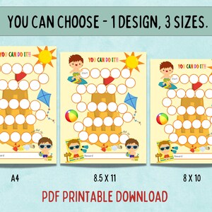 Summer Reward Chart for Kids Printable, Boys Sticker Chart Printable ...