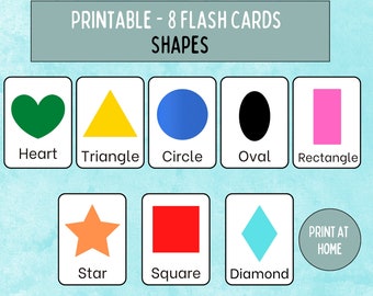 12 Rainbow Shapes Flash Cards, Shape Flashcards, Preschool Learning ...