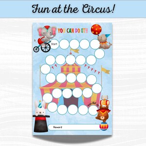 Circus Reward Chart for Kids Printable,sticker Chart Printable,daily ...