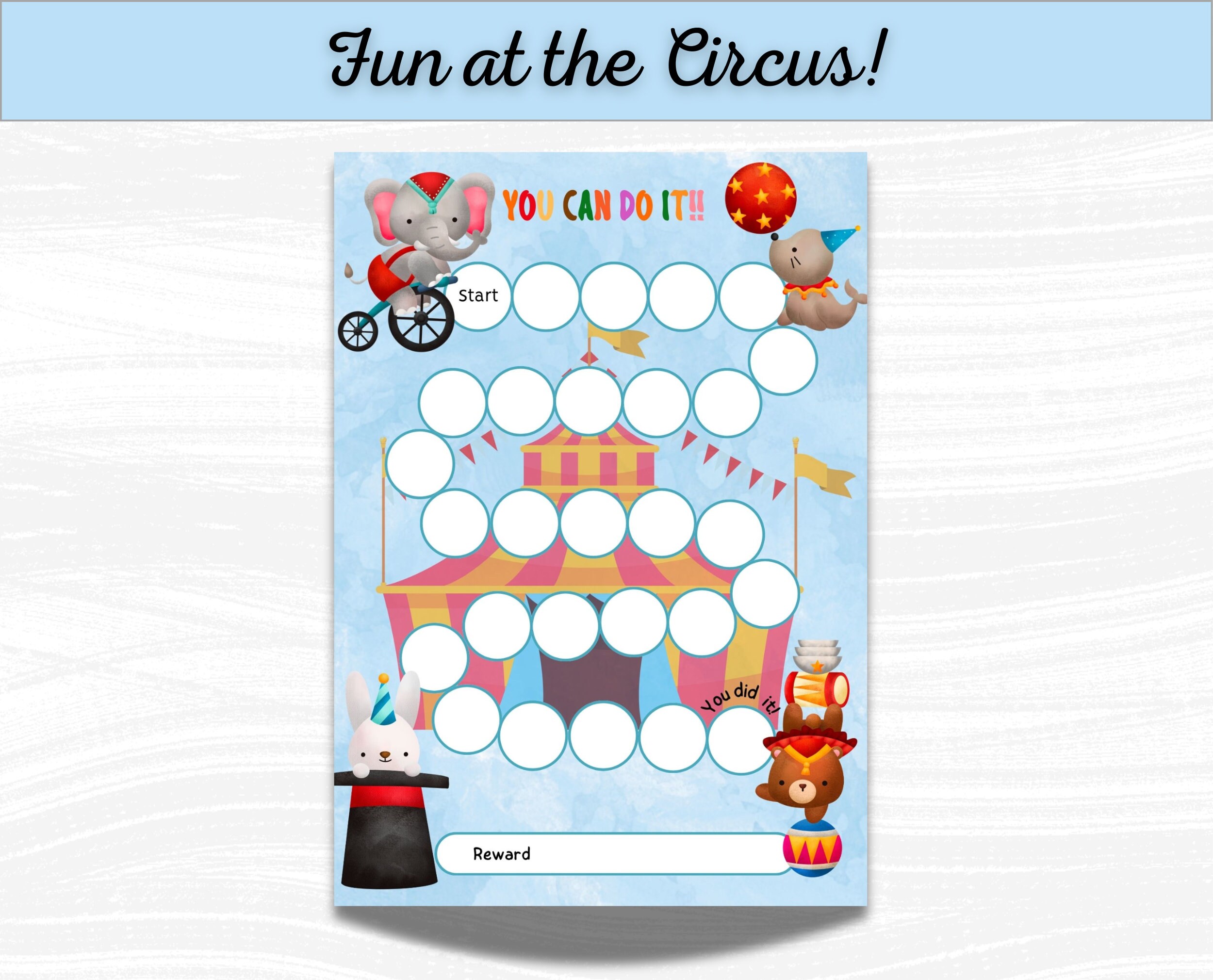 Circus Reward Chart for Kids Printable,sticker Chart Printable,daily ...