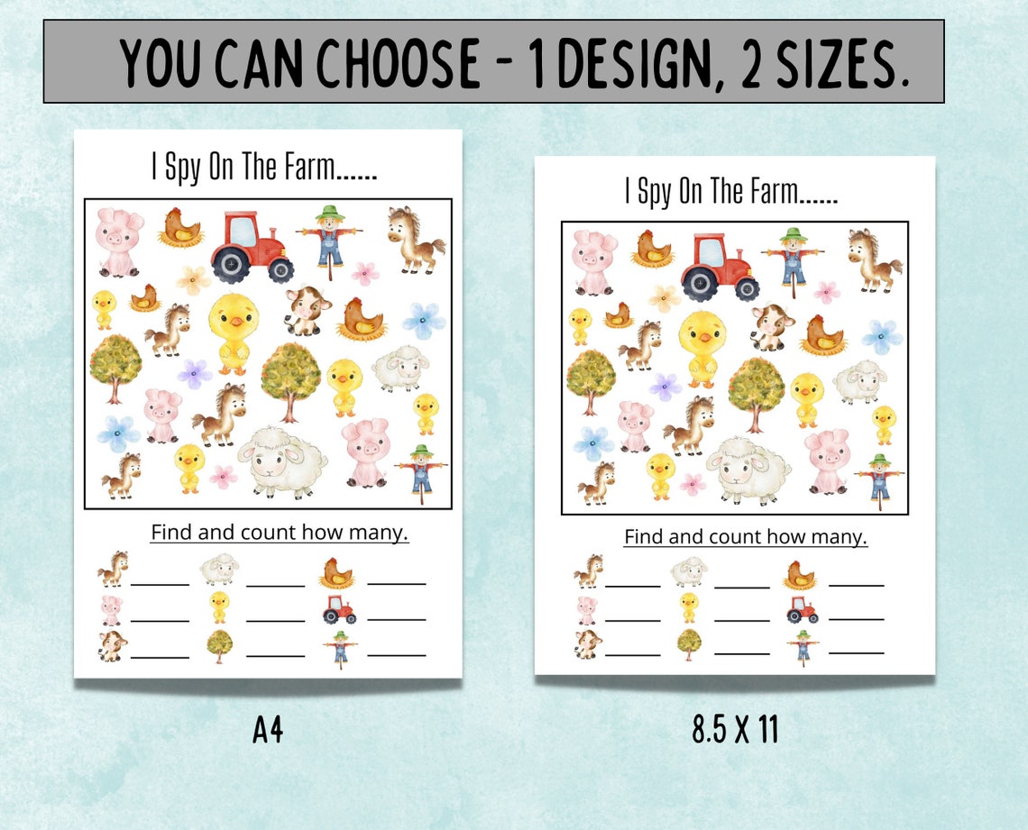 I Spy Game Preschool Worksheets I Spy on the Farm - Etsy