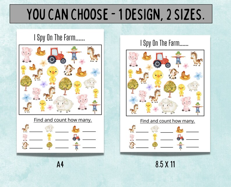 I Spy Game Preschool Worksheets I Spy on the Farm - Etsy