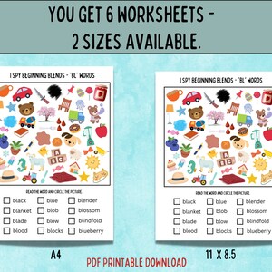 Consonant Blends I Spy Game: Phonics Worksheets (digital Download) - Etsy