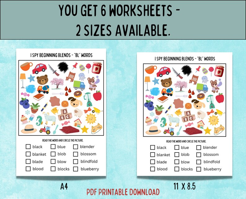 Consonant Blends I Spy Game, Phonics Worksheets, Educational Printables ...