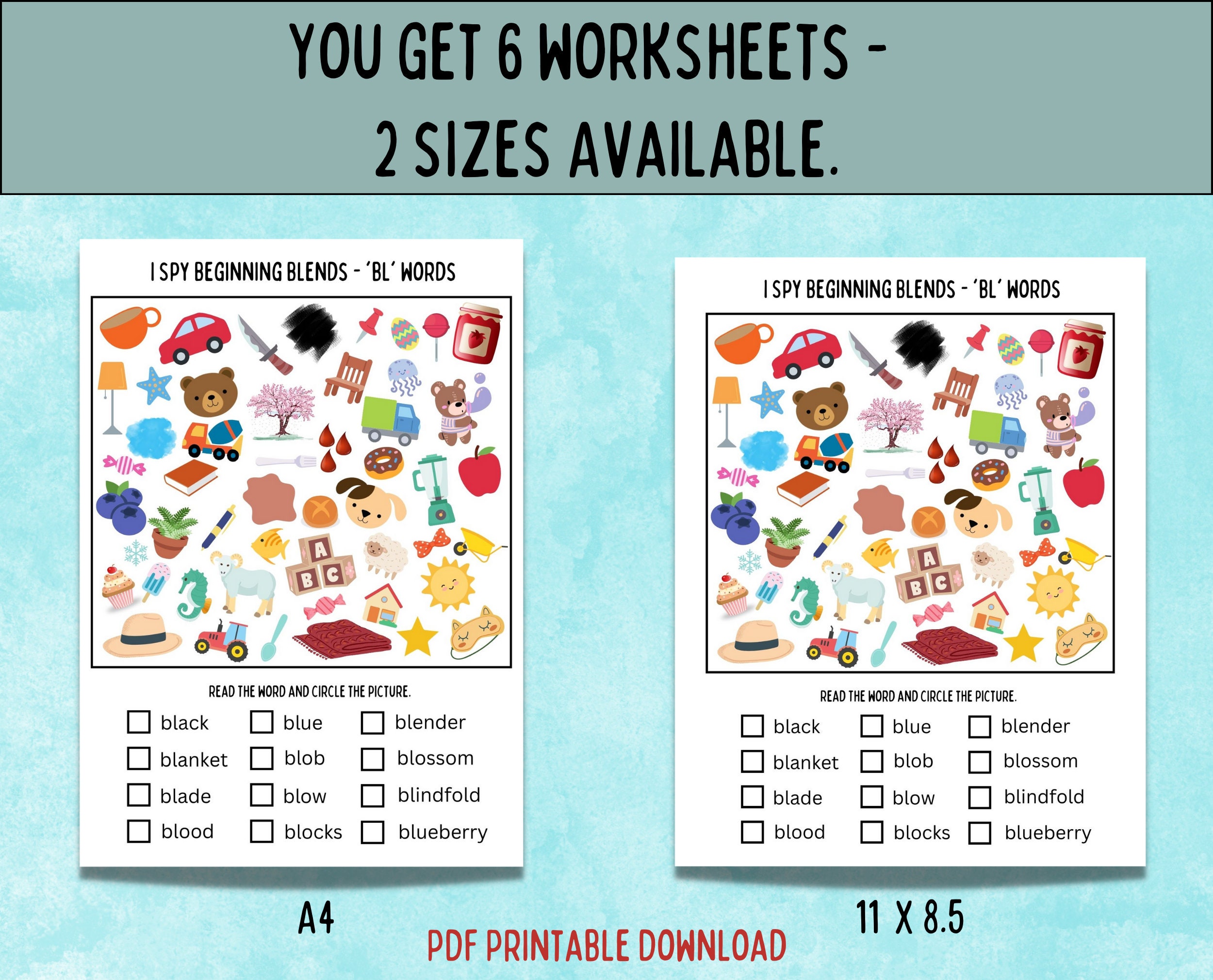 Consonant Blends I Spy Game, Phonics Worksheets, Educational Printables ...