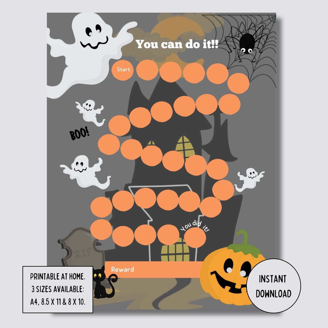 Printable Halloween Reward Chart, Kids Chore Tracker Digital Download ...