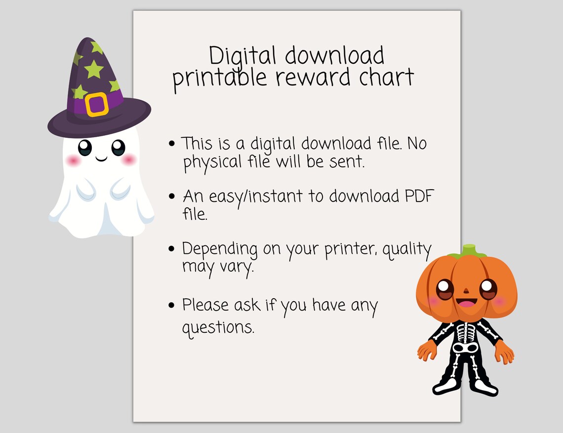 Halloween Reward Chart, Kids Behavior Tracker, Potty Training Sticker ...