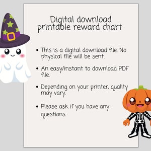 Halloween Reward Chart Printable, Daily Chore Chart Kids, Halloween ...