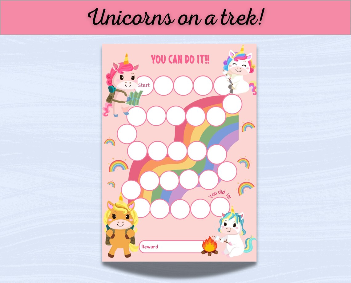 Unicorn Reward Chart for Kids Printable, Rainbow Sticker Chart, Daily ...