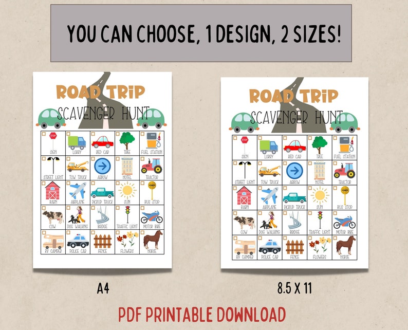 Printable Road Trip Scavenger Hunt, Summer Look and Find, Kids Summer ...