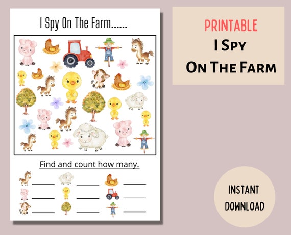 I Spy Game Preschool Worksheets I Spy on the Farm - Etsy