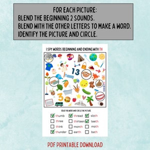 Digraph I Spy Printable Game: Phonics Worksheets (digital Download) - Etsy